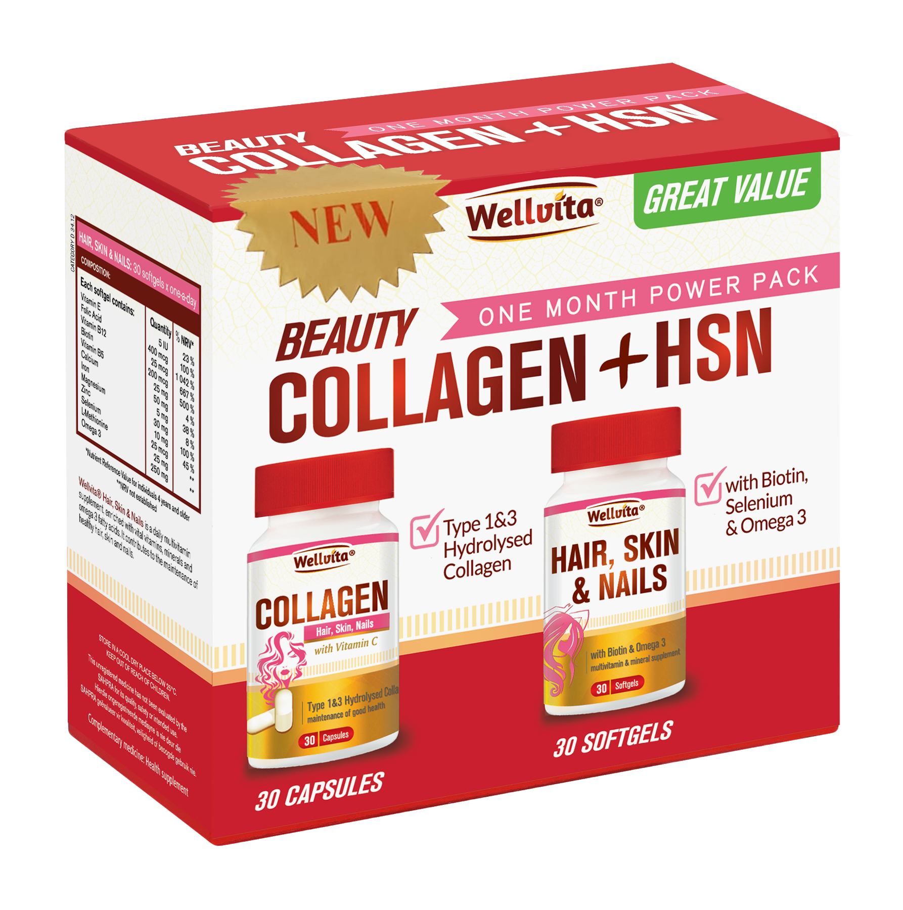 Beauty Collagen & Hair, Skin, Nails Value Pack -WELLVITA - Wellvita