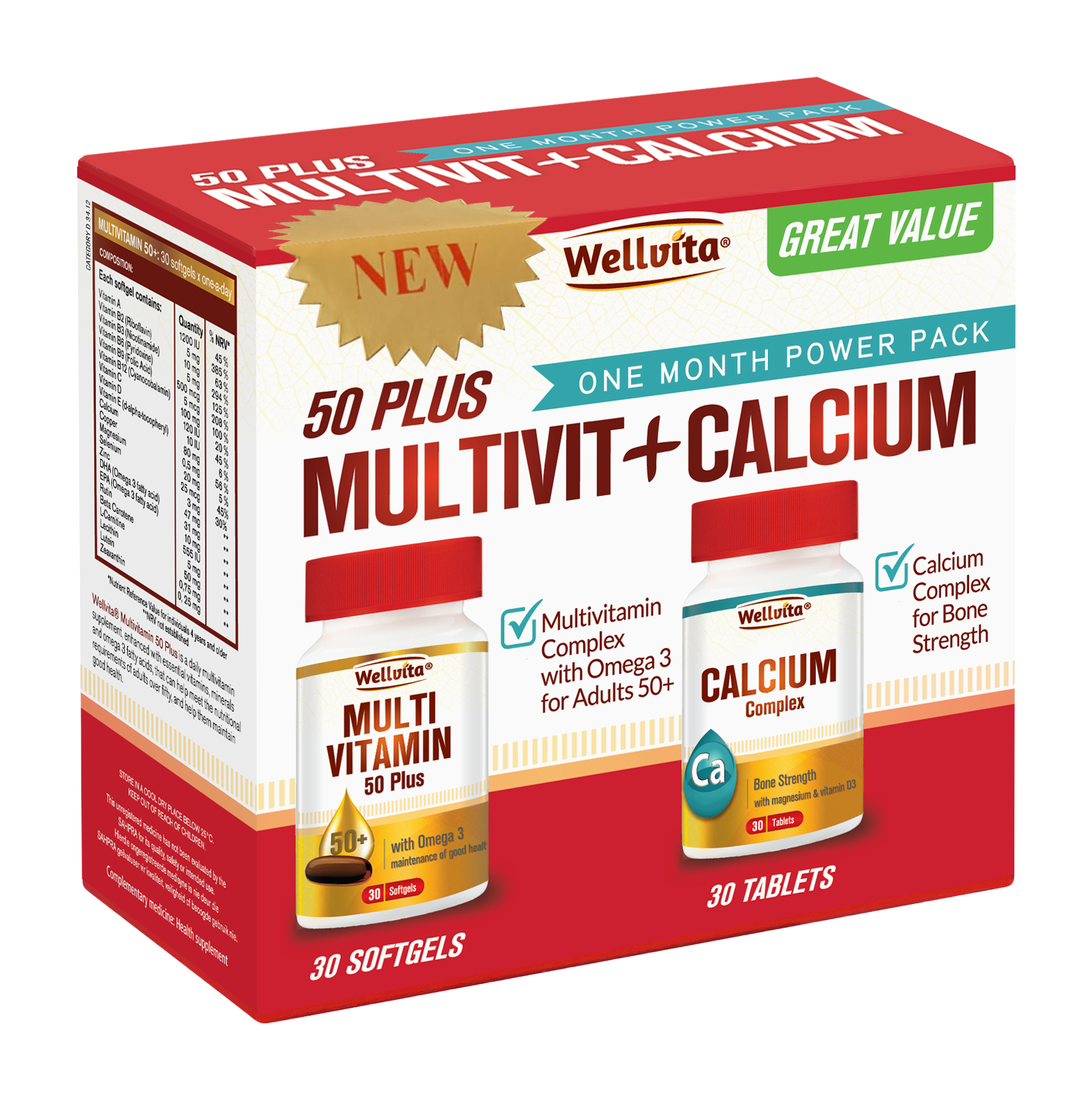 Multivitamin 50 Plus & Calcium Value Pack-WELLVITA - Wellvita