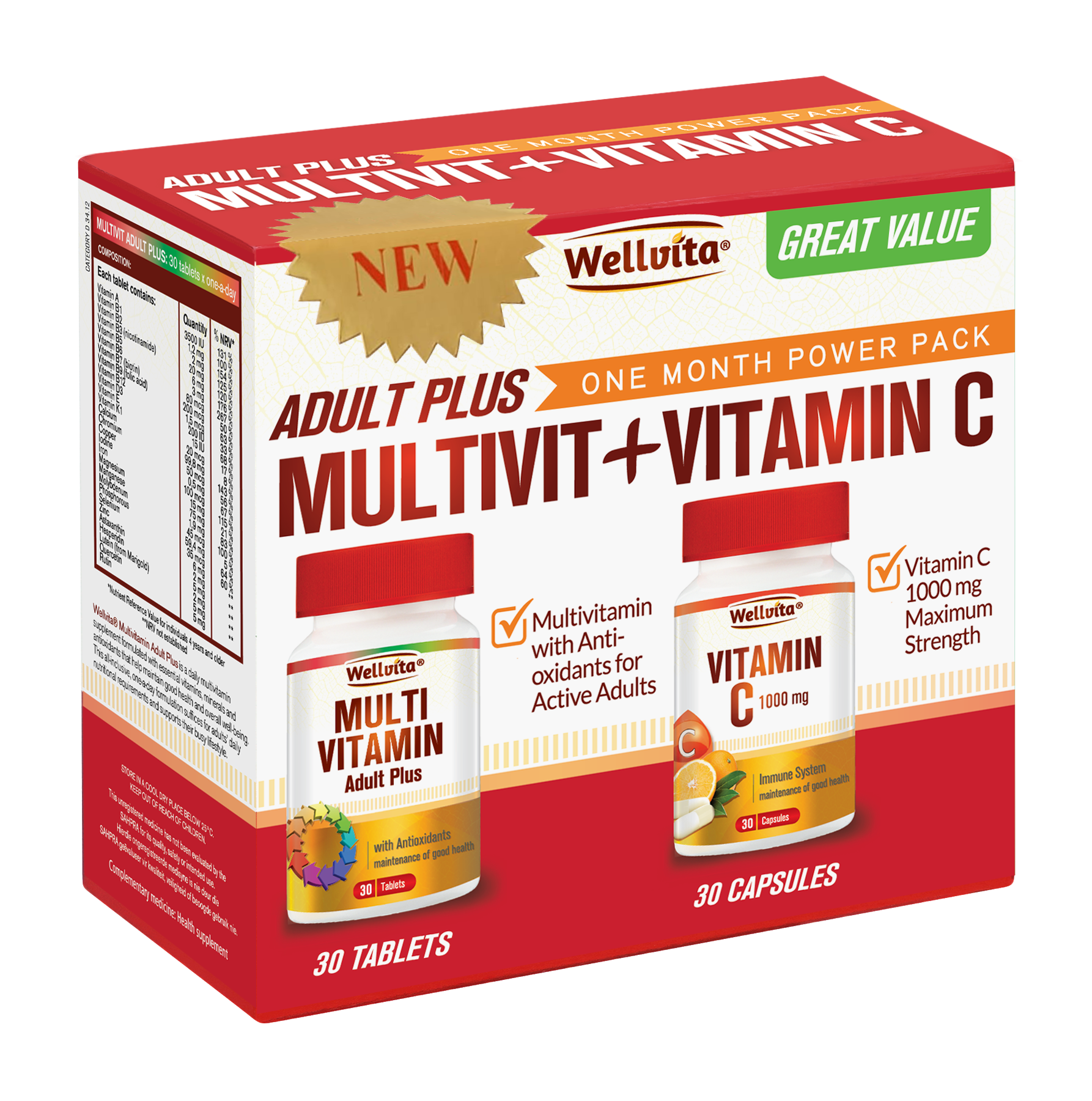 Adult Multivitamin & Vitamin C Value Pack- WELLVITA - Wellvita